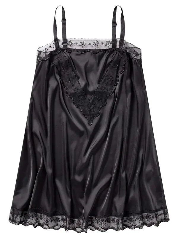 Simone Rocha Square-neck Lace-trim Dress - Black