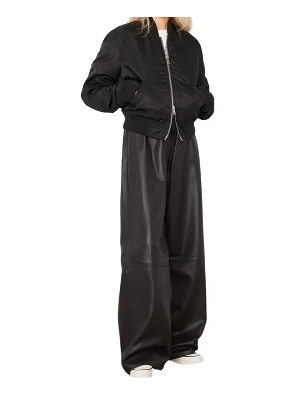 Officine Générale Joni Wide-leg Leather Trousers - Black