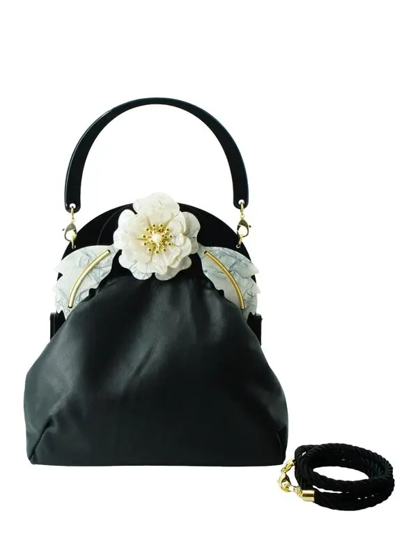 GISSA BICALHO Neutrals Handmade Acrylic Bag Camellia - Black
