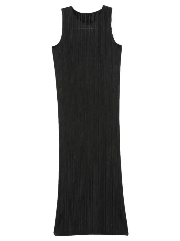 Issey Miyake Pleated Long Dress - Black