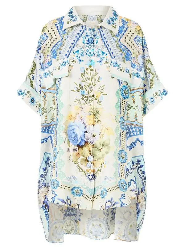 Camilla Oversized Linen Tunic Dress - Multi