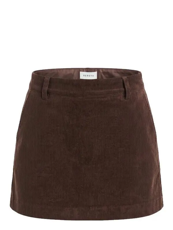 SEROYA Valkiria Corduroy Mini Skort - Espresso