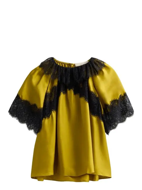 Ulla Johnson Nina Lace-trim Silk Blouse - Citrine