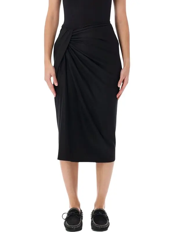 MARANT ETOILE Ruched Wrap Midi Skirt - Nero