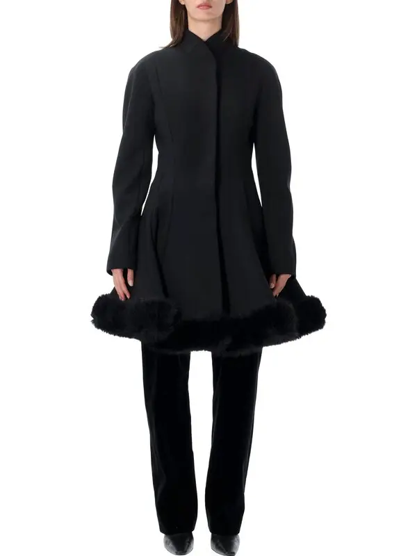 Stella McCartney Fur-trim Long Coat - Nero