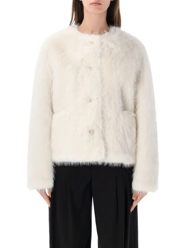 STAND STUDIO Faux Fur Button-front Coat - Beige