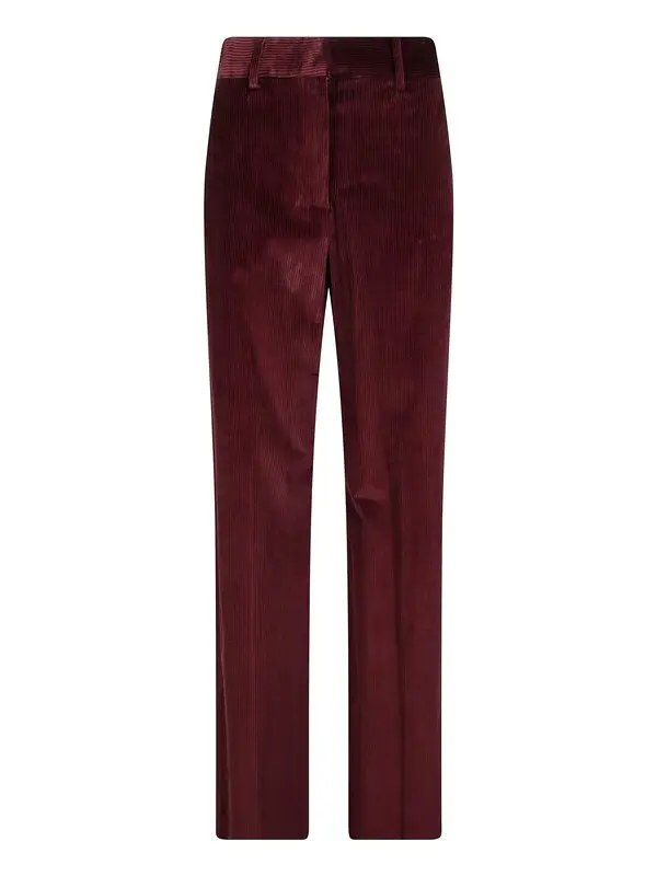Max Mara Wide-leg Velvet Pants With Fine Stripe Detail - Bordeaux