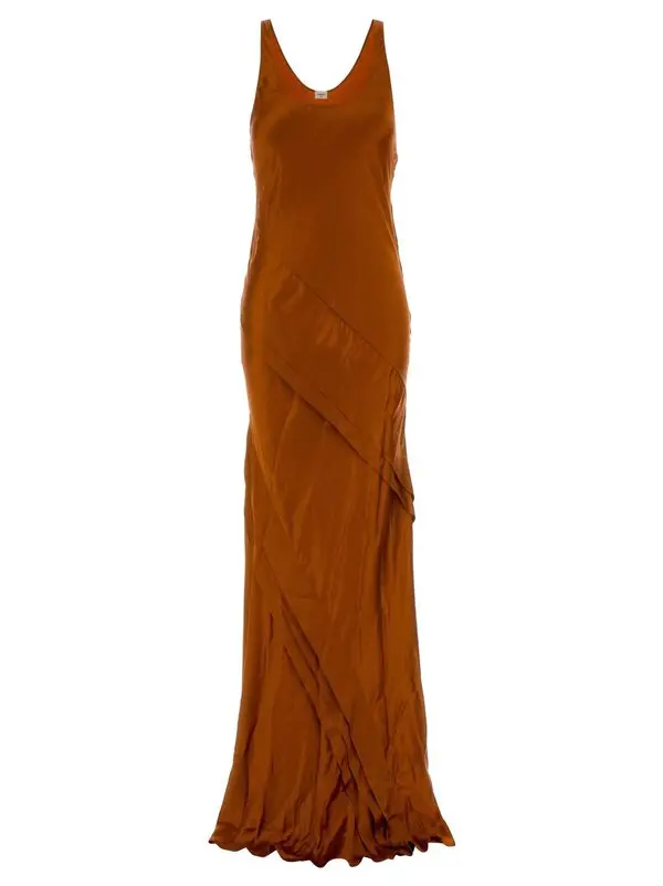 Saint Laurent Satin Long Dress - Orange