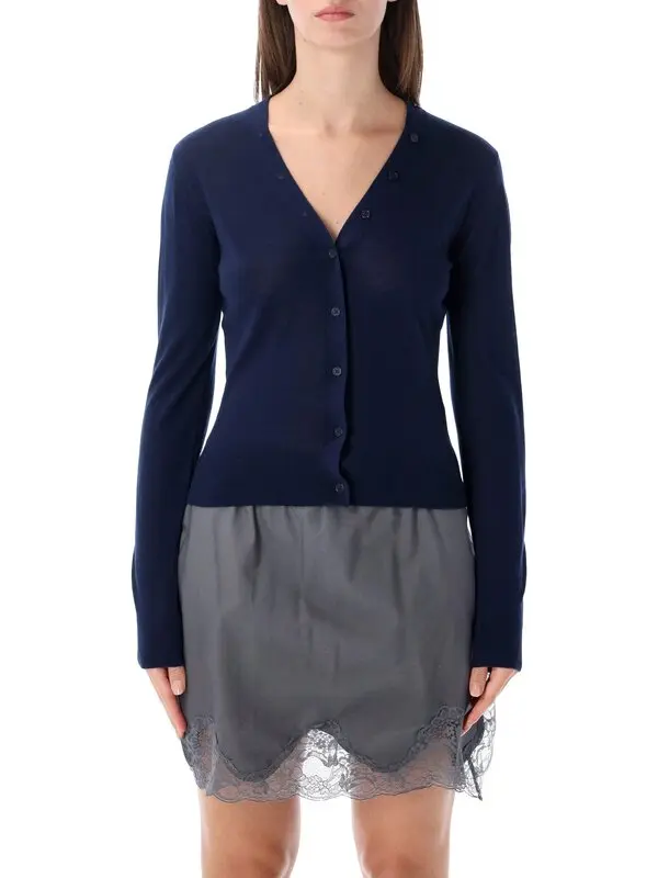 Gimaguas V-neck Button Front Cardigan - Blue