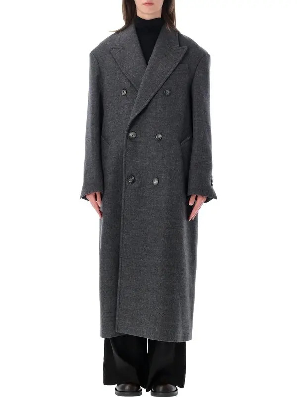 AMI Paris Double-breasted Wool Overcoat - Grigio