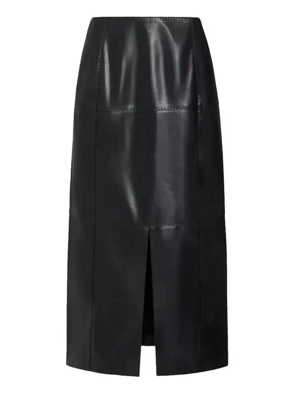 MARIE OLIVER Elliot Paneled Front-slit Midi Skirt - Black