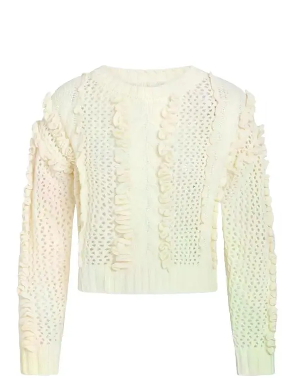 MARIE OLIVER Lindsay Ruffled Cable-knit Sweater - Neutrals