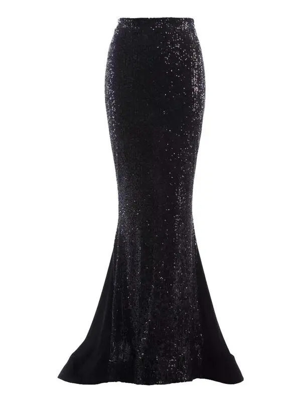 IMROSKA Moore Sequin-embellished Maxi Skirt - Black