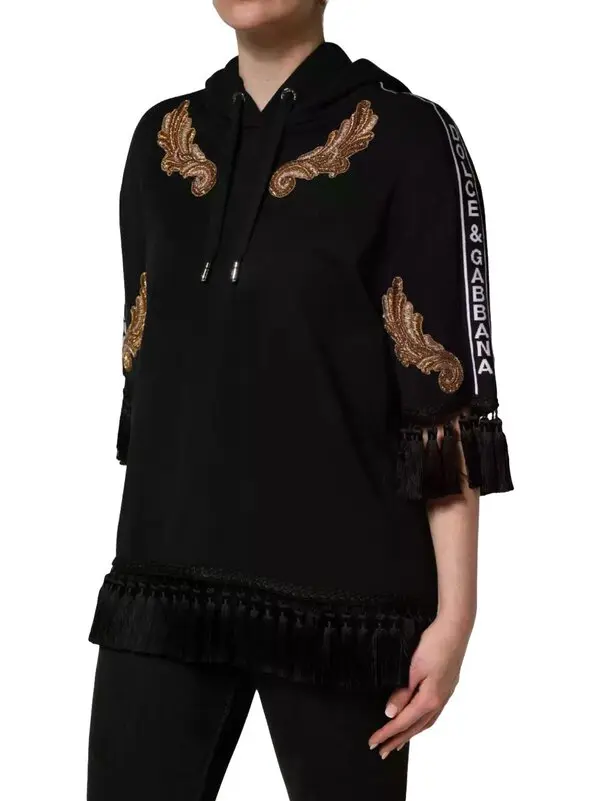 Dolce & Gabbana Embroidered Tassel Hoodie - Black