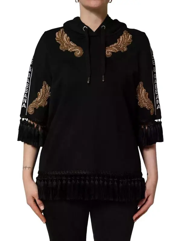 Dolce & Gabbana Embroidered Tassel Hoodie - Black