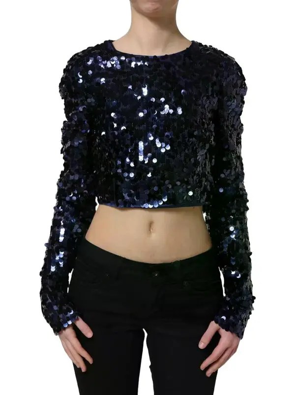 Dolce & Gabbana Sequin-embellished Cropped Blouse - Blue
