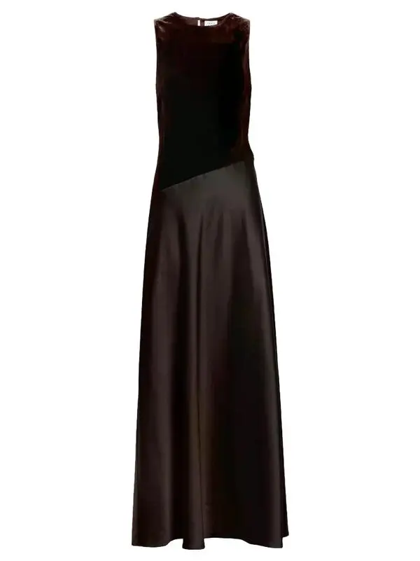 Tanya Taylor Vivian Velvet-panelled Maxi Dress - Brown