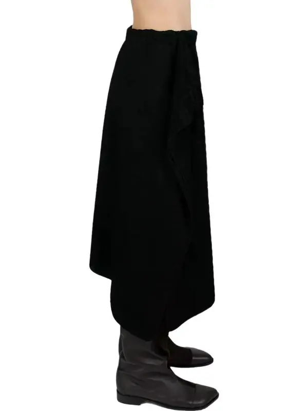 NICCOLO PASQUALETTI Croc-effect Flared Asymmetric Midi Skirt - Black