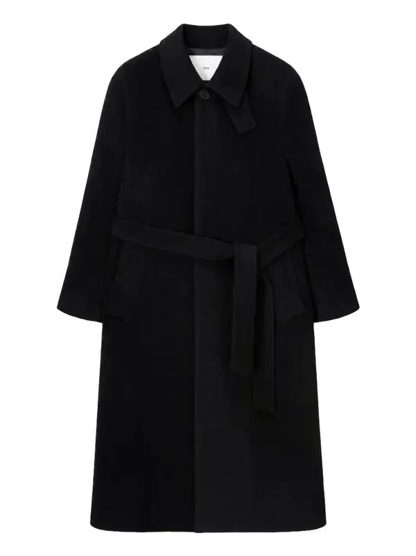 DUNST Belted Wool-blend Coat - Black