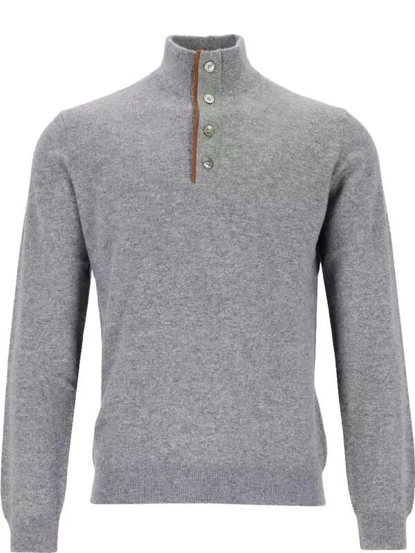 Al Duca D'aosta Suede-trimmed Cashmere Sweater - Grey