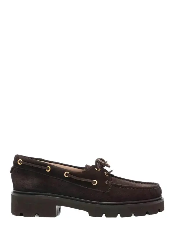 GIANVITO ROSSI Olonne Lug-sole Suede Boat Shoes - Brown