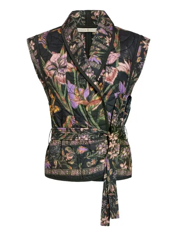 MARIE OLIVER Bowie Floral-print Quilted Vest - Black