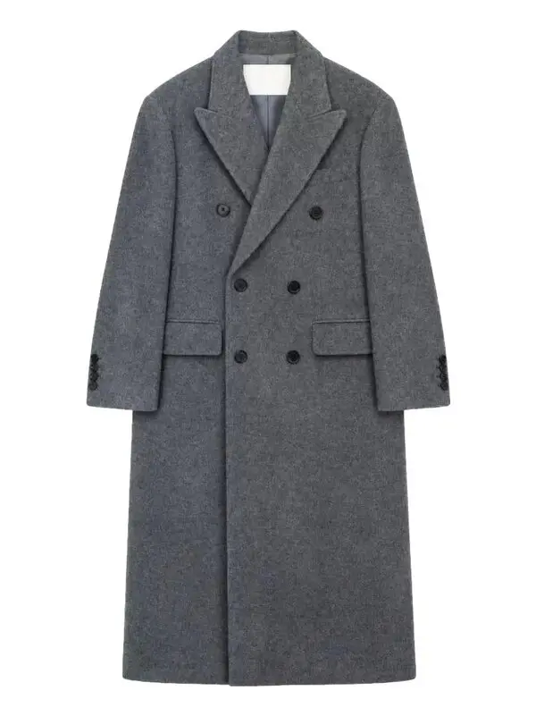 DUNST Double-breasted Peak-lapel Coat - Grey
