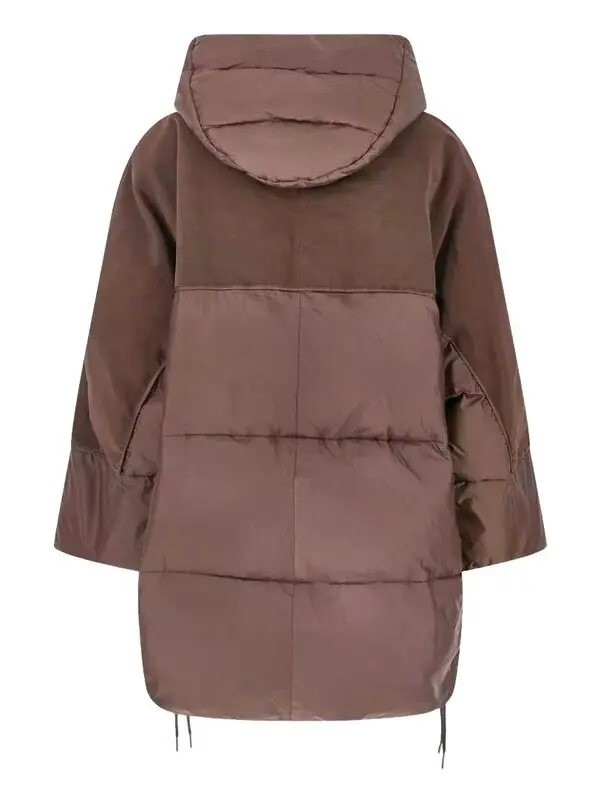 DUNO Numbra Hooded Panelled Puffer Coat - Brown