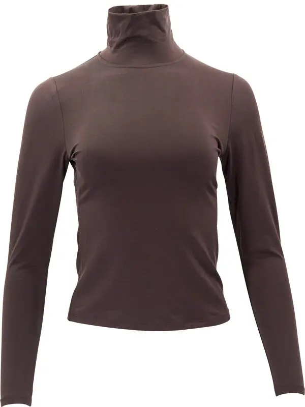 LORDS OF HARLECH Kate Ie Lyocell Stretch Turtleneck - Brown