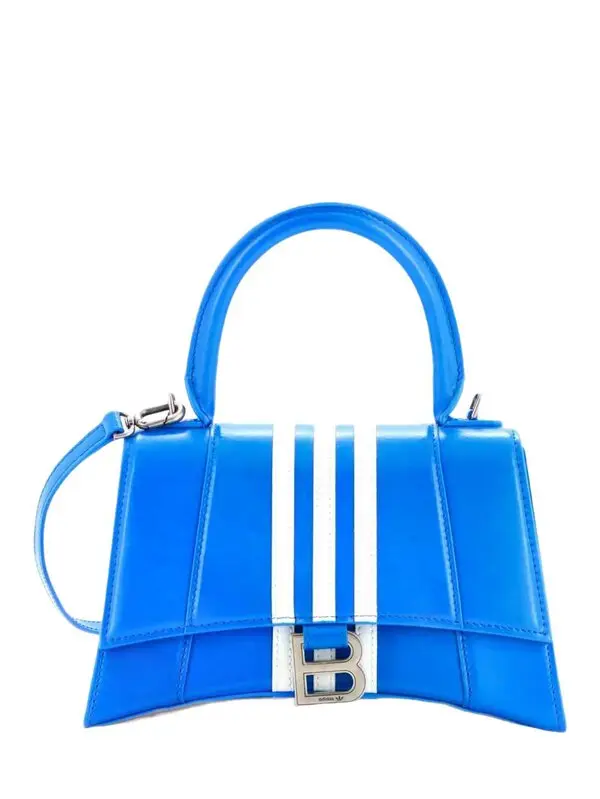 Balenciaga X Adidas Hourglass Top Handle Bag Leather Xs Satchel - Blue