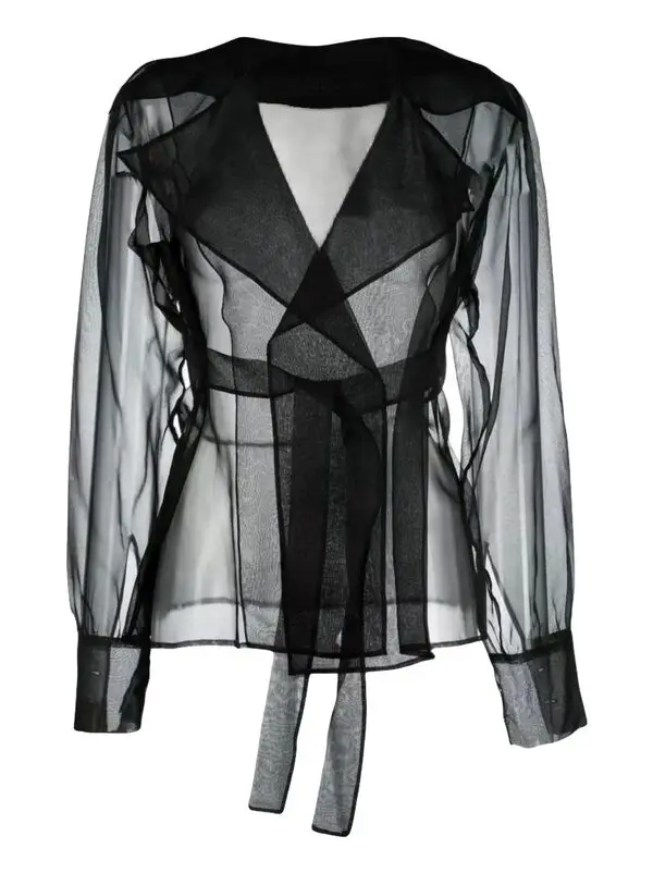TESSITURA Sheer Silk Organza Blouse - Black