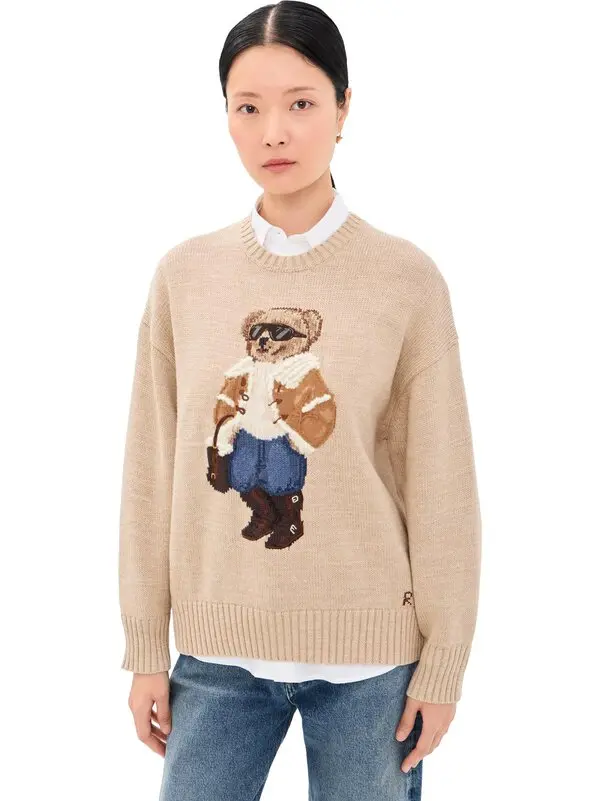 Polo Ralph Lauren Winter Polo Bear Crew Sweater - Tan Multi