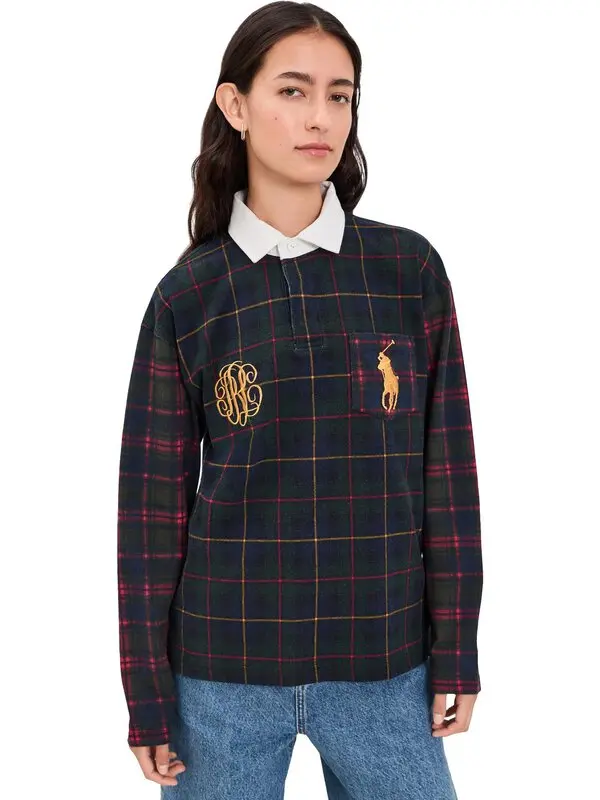 Polo Ralph Lauren Long Sleeve Collared Rugby Polo - Plaid Multi