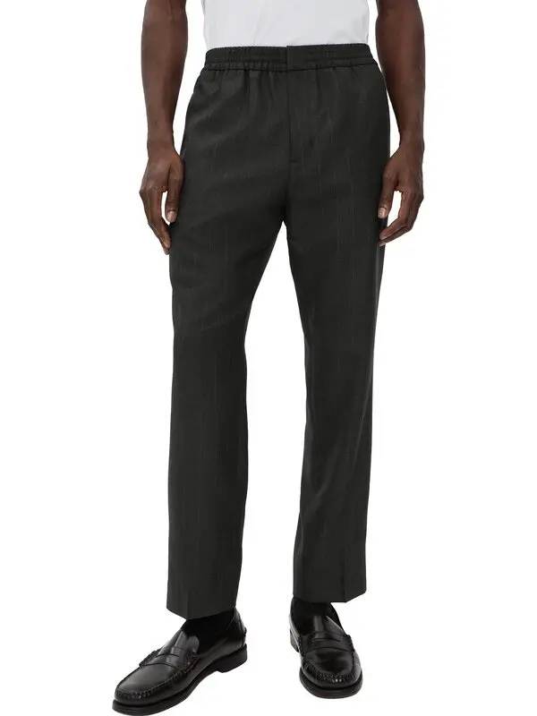 AMI Paris Elasticated Waist Trousers - Gris Carbone/marron Choco