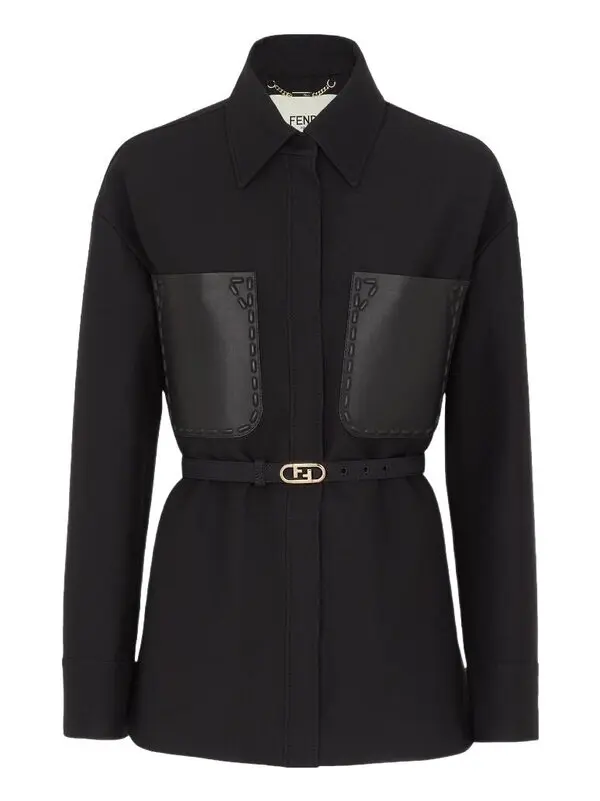 Fendi Belted Button-down Jacket - Black