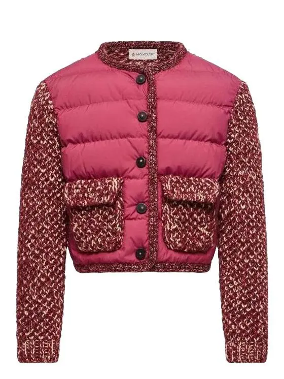 Moncler Padded Wool Blend Cardigan - Raspberry Pink