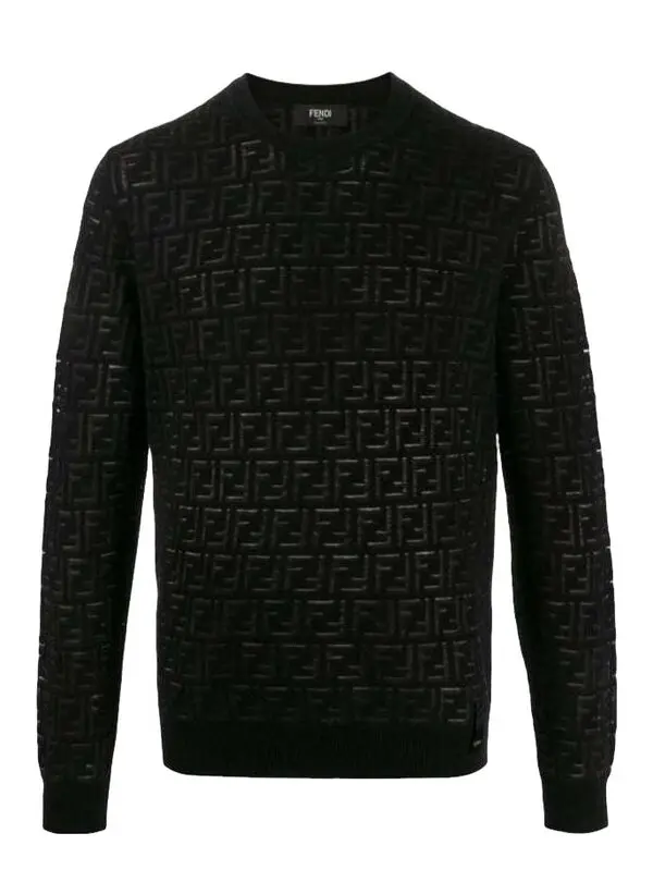 Fendi Allover Ff Jacquard Crewneck Jumper - Black