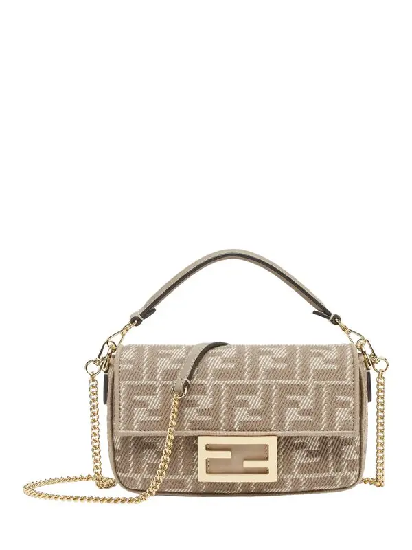 Fendi Dove Gray Denim-effect Ff Jacquard Bag - Dove Grey