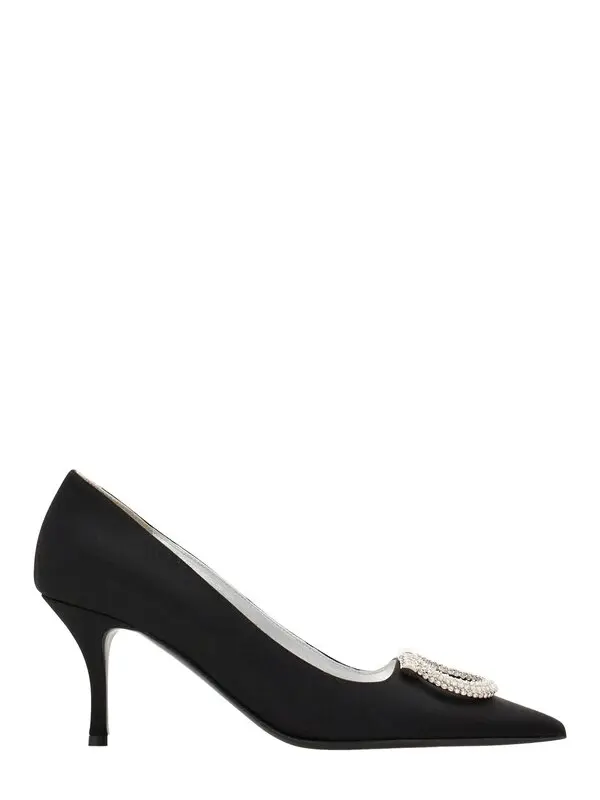 FERRAGAMO Mid Heel Pump With Maxi Gancini Buckle - Black