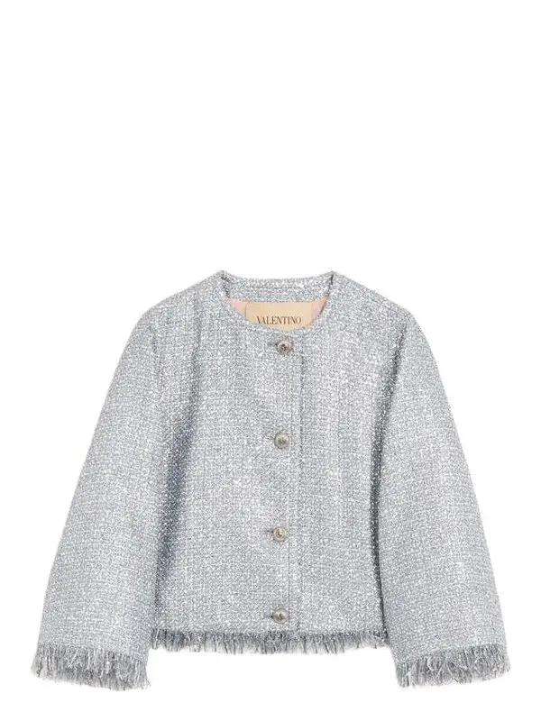 Valentino Garavani Caban In Lurex Basket Weave - Silver