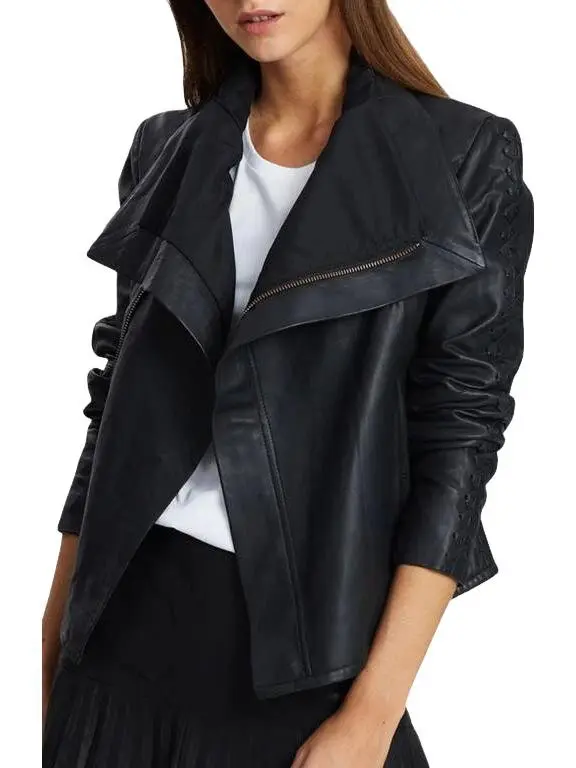 WEST 14TH Paddington Leather Drape Jacket - Black