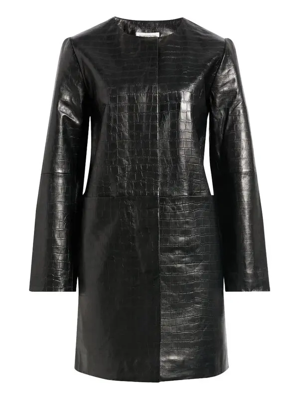 Nordstrom Croc Embossed Leather Jacket - Black