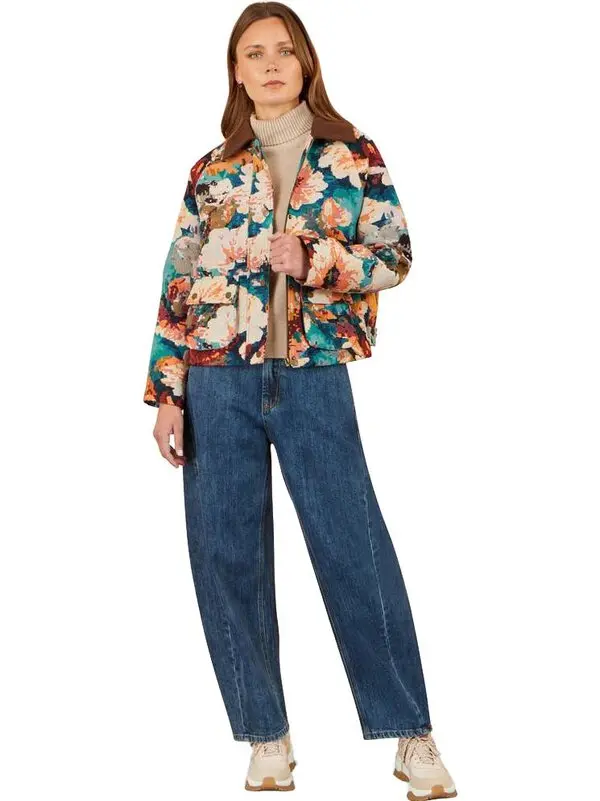YUMI Floral Woven Bomber Jacket - Multi