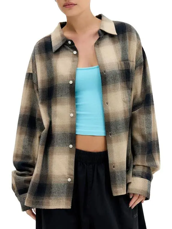 IETS FRANS Shadow Check Long Sleeve Shirt - Grey