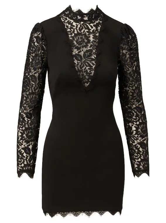 Adrianna Papell Lace & Crepe Sheath Minidress - Black