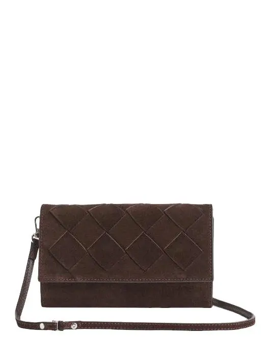 Madewell The Signature Woven Wallet Crossbody - Dark Carob