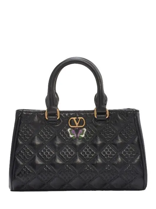 Valentino Garavani Flutterby Mini Leather Crossbody Bag - Black