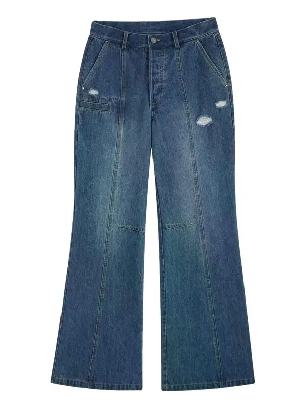 PRIVATE POLICY Flared Distressed Jeans - Blue
