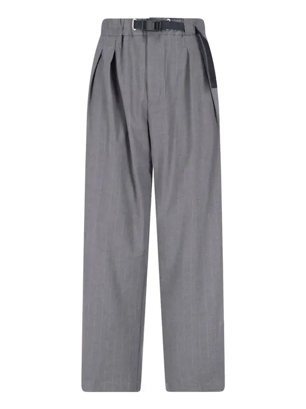 WHITE SAND Straight-leg Belt Trousers - Gray