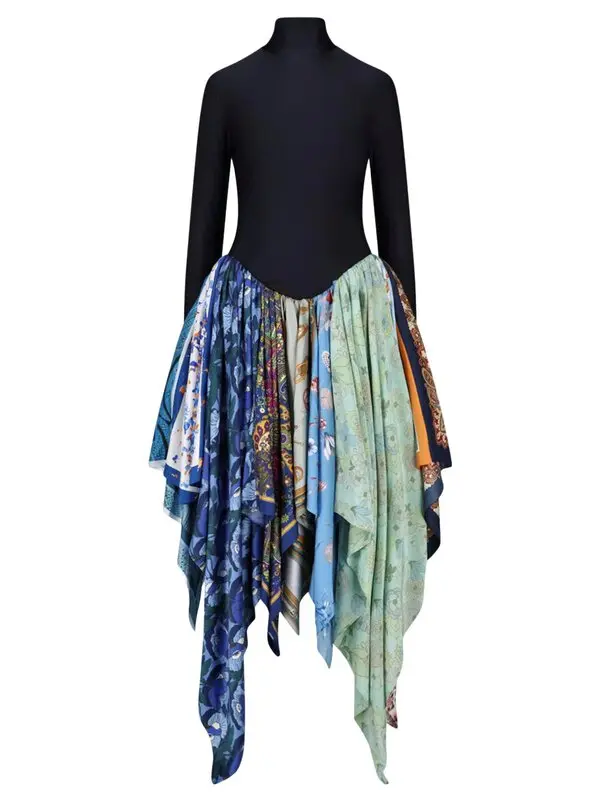 MARINE SERRE Midi Dress With Upcycled Scarf - Multi